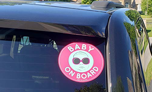 Baby Face Baby on Board Vinyl Car Sticker 2 in a Pack | Promotes Safety | Hot Pink