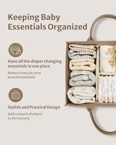 Blissful Diary Baby Diaper Caddy Organizer - Sage Green, Stylish, Portable, Organized, Practical