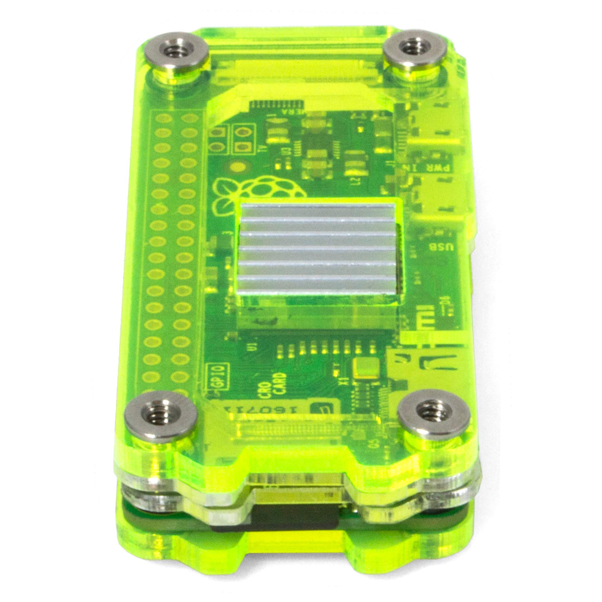 Zebra Zero Case for Raspberry Pi Zero & Zero Wireless - Laser Lime w Heatsinks