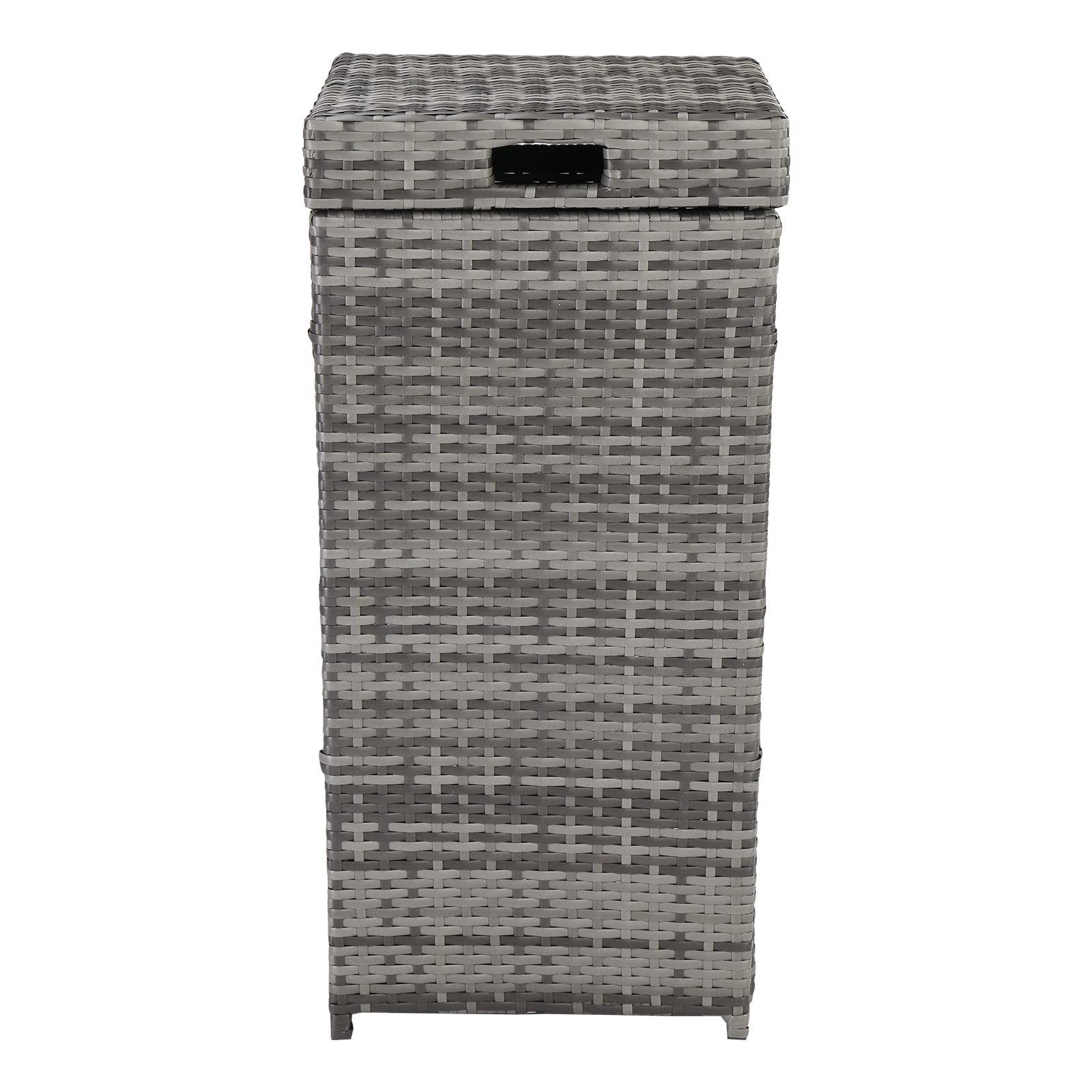 czczgx 26.7 Gallon Outdoor Wicker Trash Bin Rattan Patio Waste Basket with Lid, Wicker Recycling Basket Patio Trash Can for Backyard, Deck, Poolside (Gray)