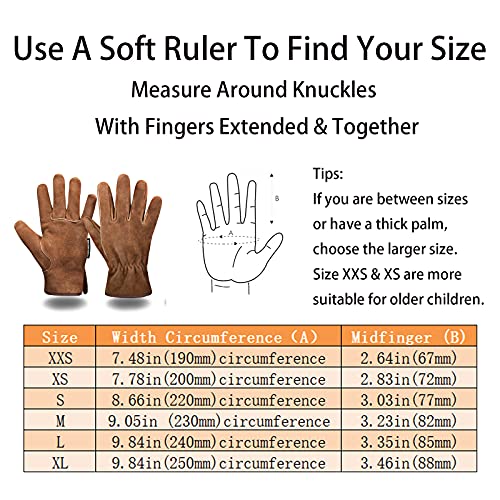 COREGROUND Leather Safety Work Gloves Gardening Carpenter Thorn Proof Truck Driving for Mens and Womens Waterproof heavy duty (Large, Brown)
