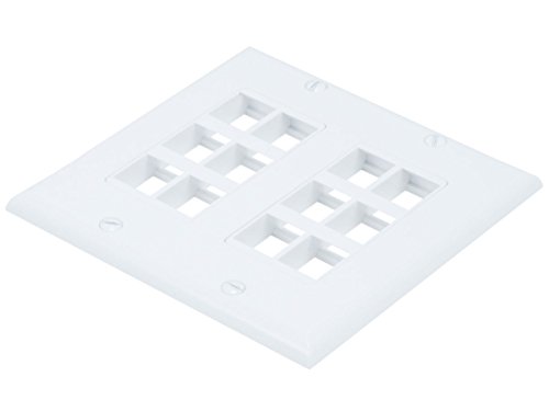 Monoprice 106837 2-Gang Wall Plate for Keystone 12 Hole - White