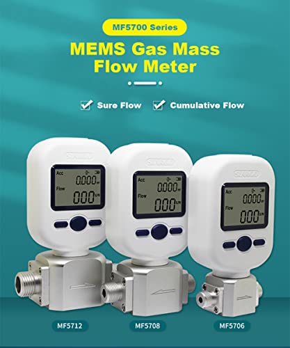 cjc Digital Gas Flow Meter Tester, Portable Gas Mass Air Nitrogen Oxygen Flow Rate Meter (MF5712 (0-250L/min))