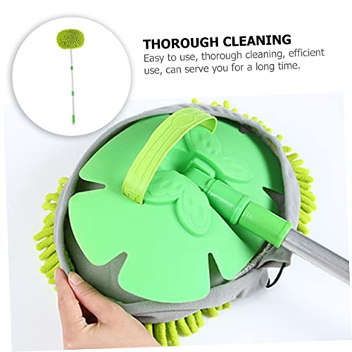 KALLORY Telescopic Car Wash Mop Cleaning Mops Floor Cleaner Mop Floor Mops Home Telescopic Mop Chenille Cleaning Mop Retractable Mop Handle Green Household Aluminum Alloy Sponge Mop