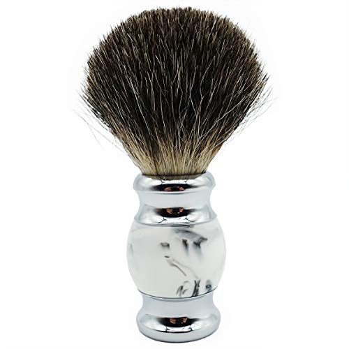 Bicrops Badger Hair Shaving Brush For Gentleman Wet Shave, Smooth Resin Best Gift For Men (Marble Teaxture)