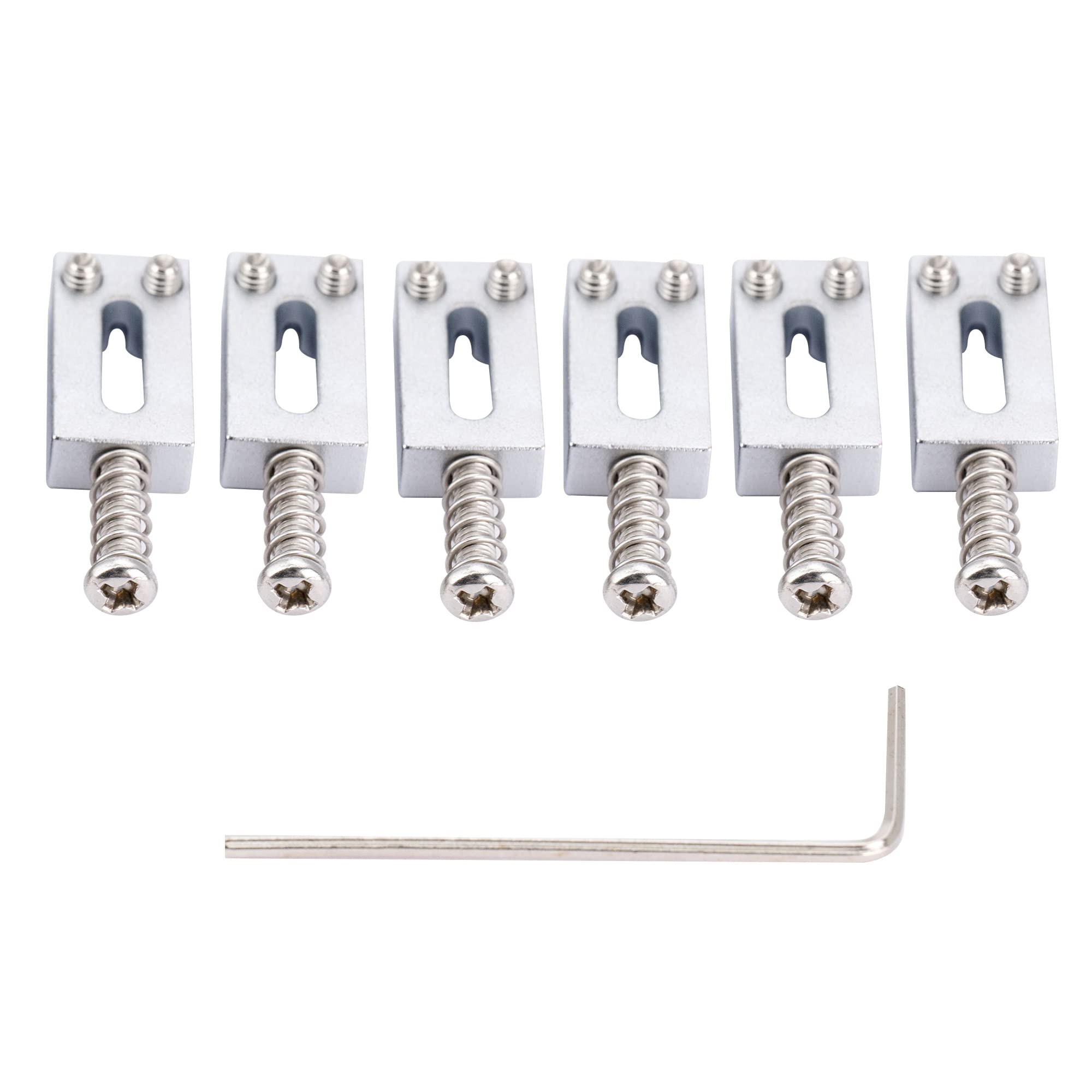 Musiclily Ultra 10.5mm Modern Brass Guitar Tremolo Bridge Saddles for Strat/Tele Style Electric Guitar, Chrome (Set of 6)