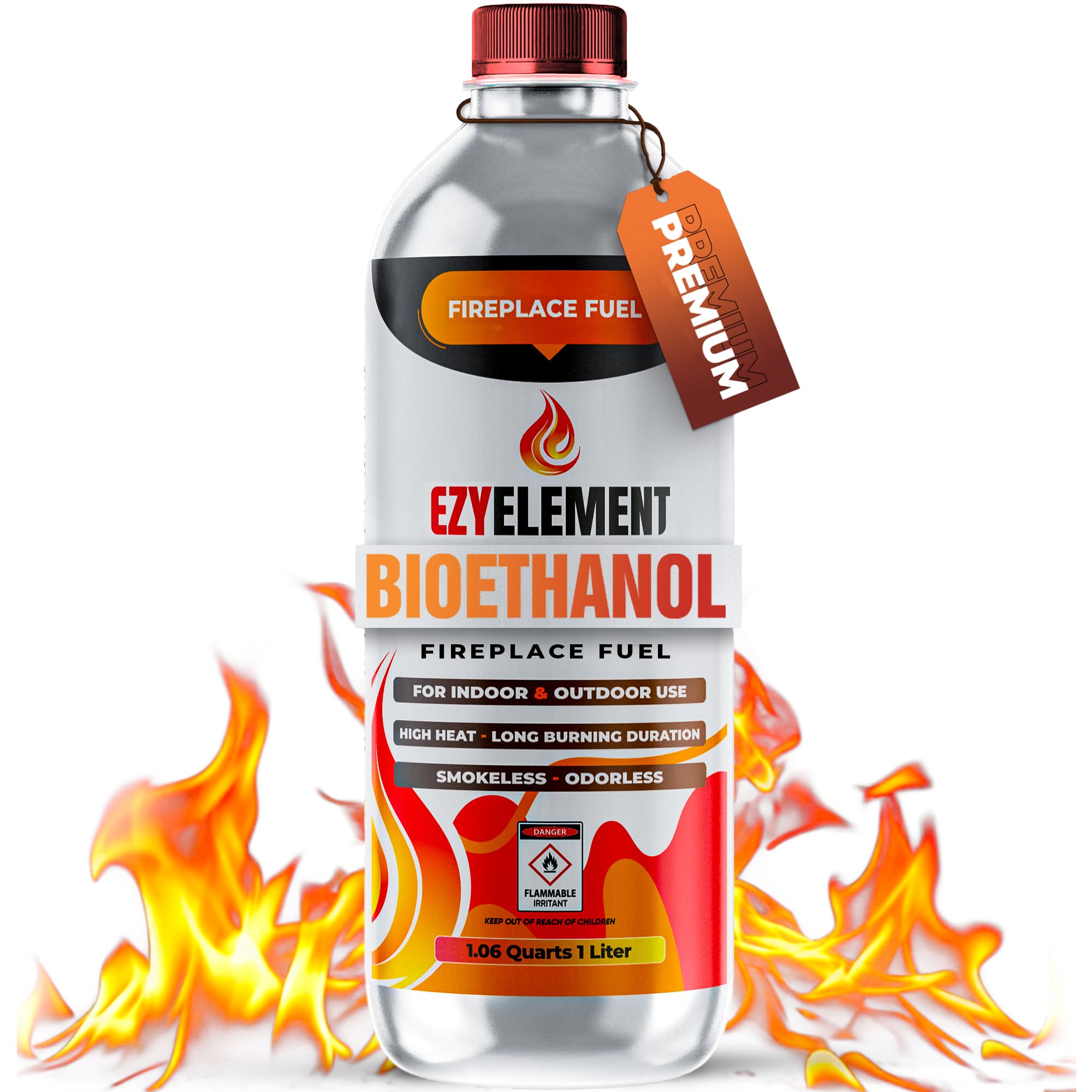 Bioethanol Fireplace Fuel 1 Liter - Clean Burning, Odorless, and Smokeless Bioethanol Fuel for Tabletop Fireplaces, Bio Ethanol Fuel for Table Top Fire Pit, Renewable Ethanol Fire Pit Fuel Burners