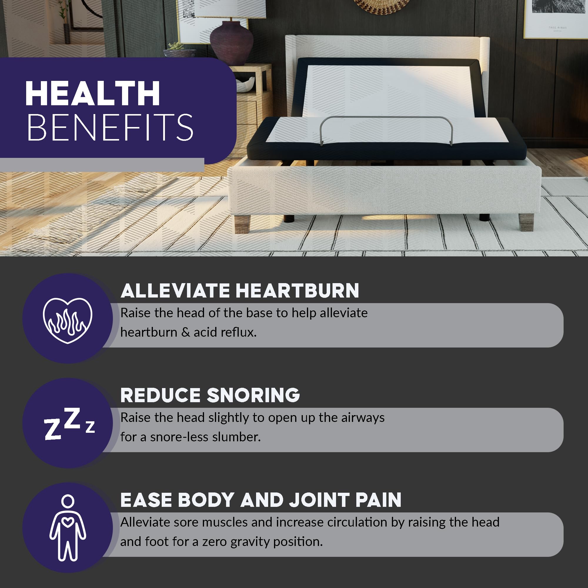 Blissful Nights Queen e3 Adjustable Bed Frame - Customizable Comfort with Wireless Remote Control, Head and Foot Incline, Easy Assembly, and 10 Year Warranty
