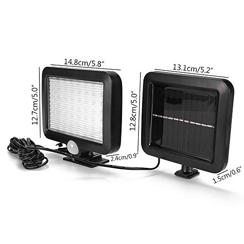 BIOBEY Solar Motion Lights, 56 LEDs Bright Solar Powered Flood Lights with 5 M/16.4 FT Power Cable, Waterproof Human Body Sensor Fission Induction Solar Lamp Yard Street Security Lamp