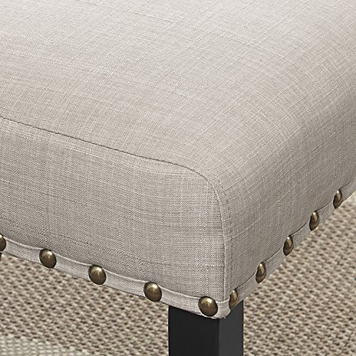 Roundhill Furniture Biony Fabric Bar Stools with Nailhead Trim (Set of 2), Tan