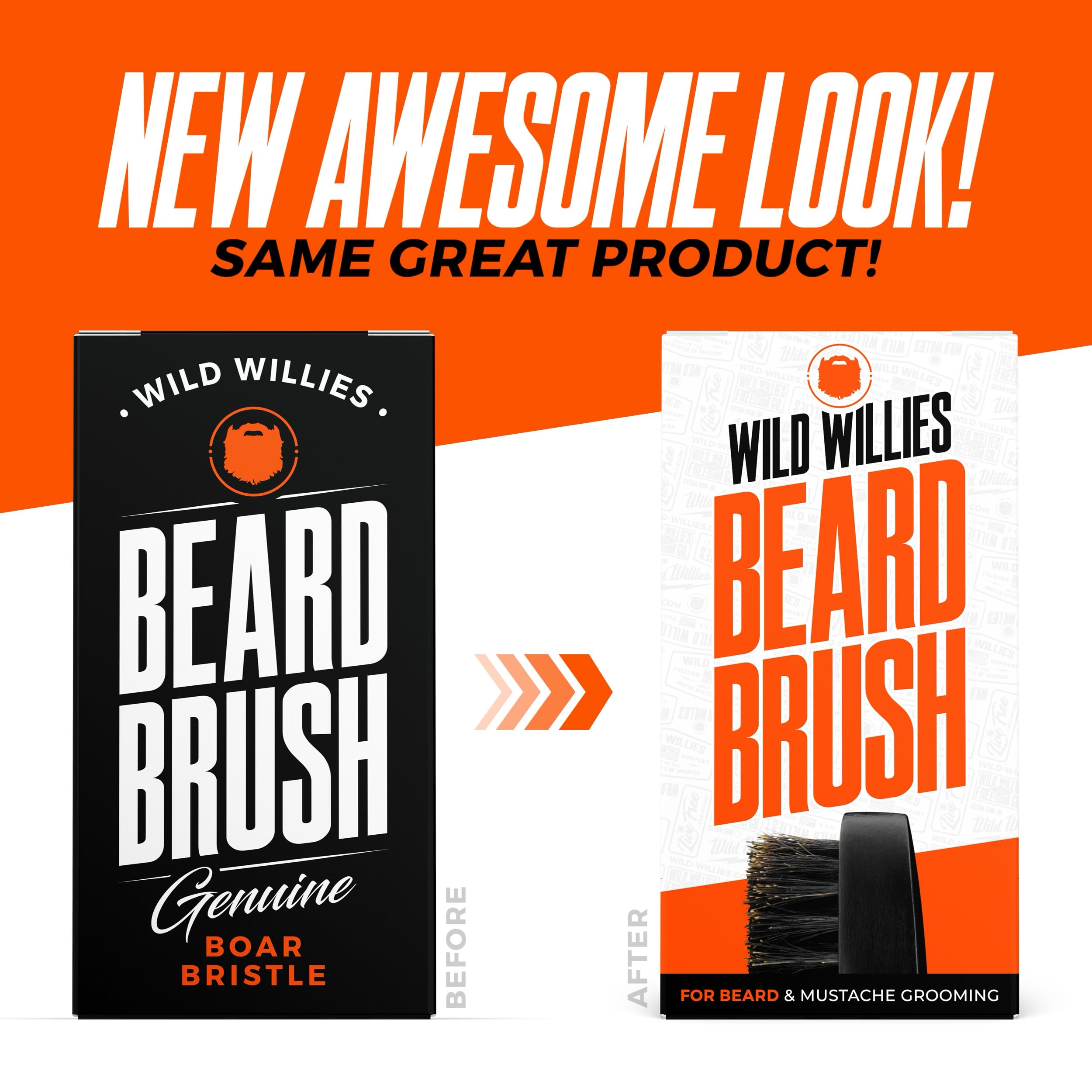 Wild Willies Natural Boar Bristle Beard Brush for Men - Professional Beard and Mustache Grooming Brush with Ergonomic Wooden Handle - Small Travel Pocket Size Beard Detangler, Smoothens, Softens