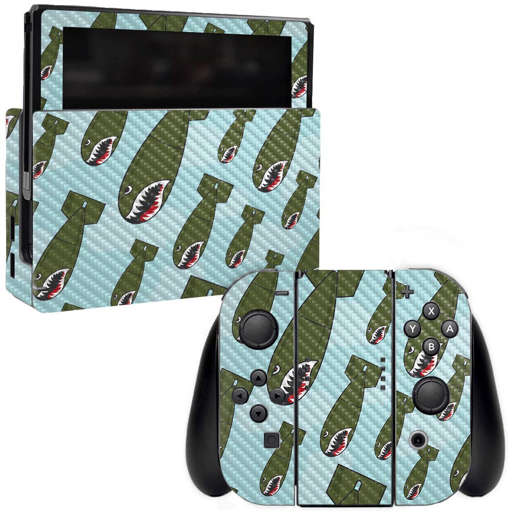 MightySkins Carbon Fiber Skin for Nintendo Switch - Bombs Away | Protective, Durable Textured Carbon Fiber Finish | Easy to Apply, Remove, and Change Styles | Made in The USA (CF-NISWI-Bombs Away)