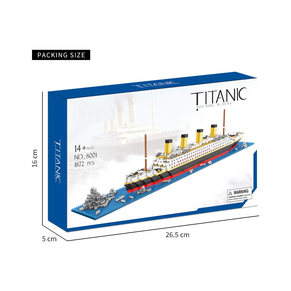 Titanic Architecture Toys Set Micro Mini Building Model Kit for Adults and Kids Age of 14+ 1872 Pieces