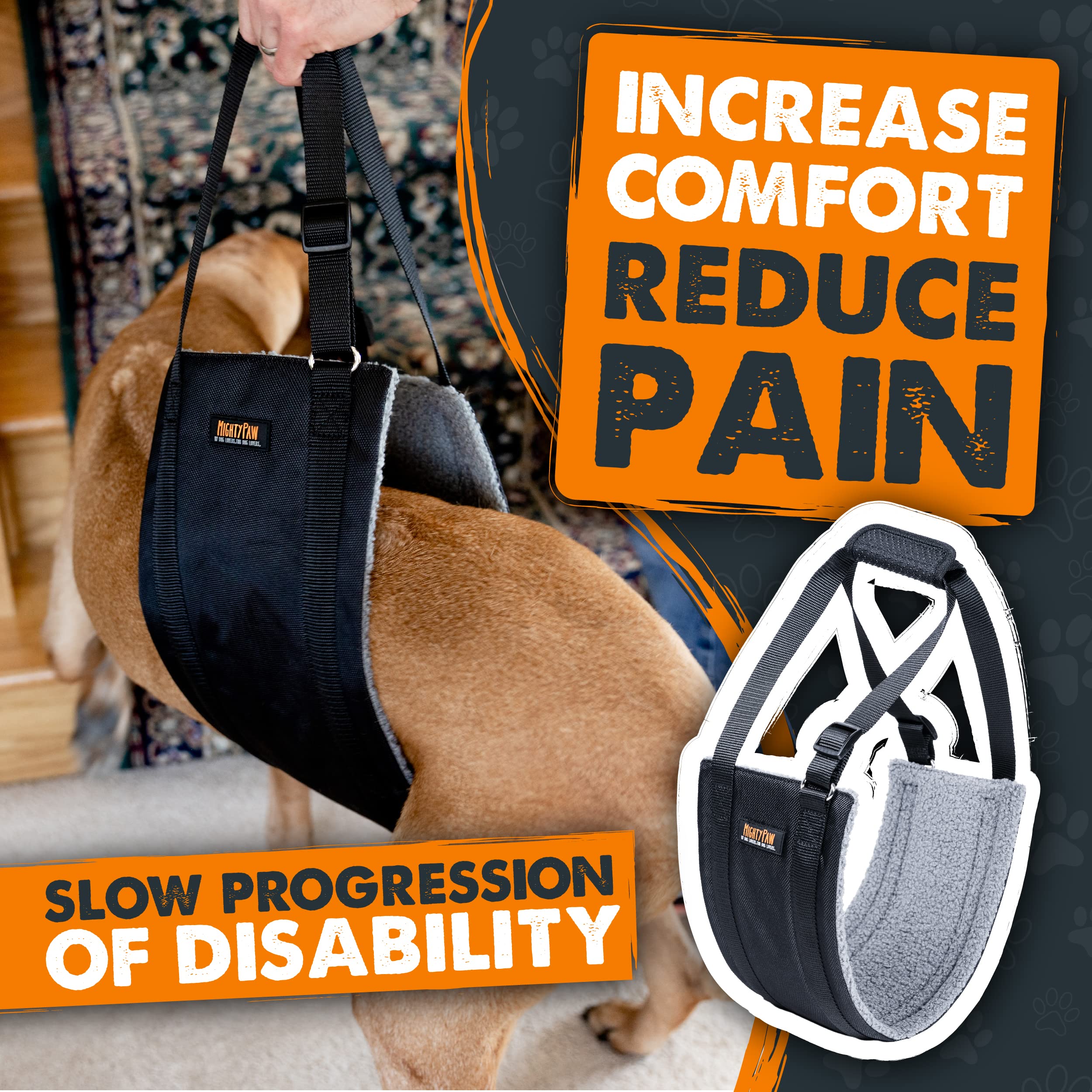 Mighty Paw Dog Lift Harness - 0-20 lbs Dog Hip and Hind Leg Support Sling - Comfortable Assistance for Elderly or Injured Dogs with Hip and ACL Brace - Back Support Harness Carrying Sling - Small