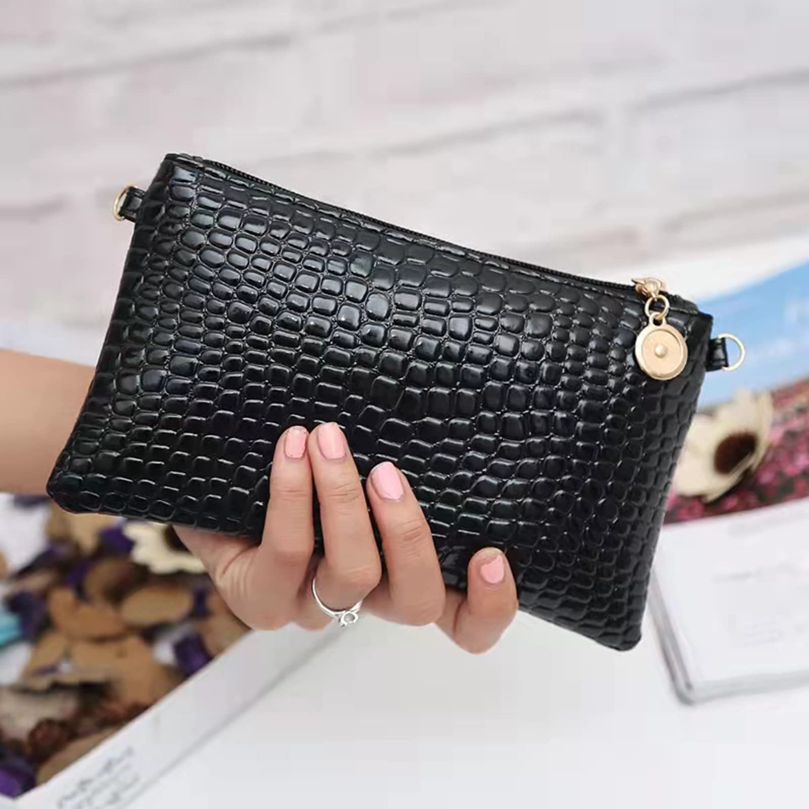 sjgtcmkj, Women's Small Messenger Bag, Small Purse and Handbag, Faux Leather Clutch, Messenger Bag with Detachable Shoulder Strap, Small