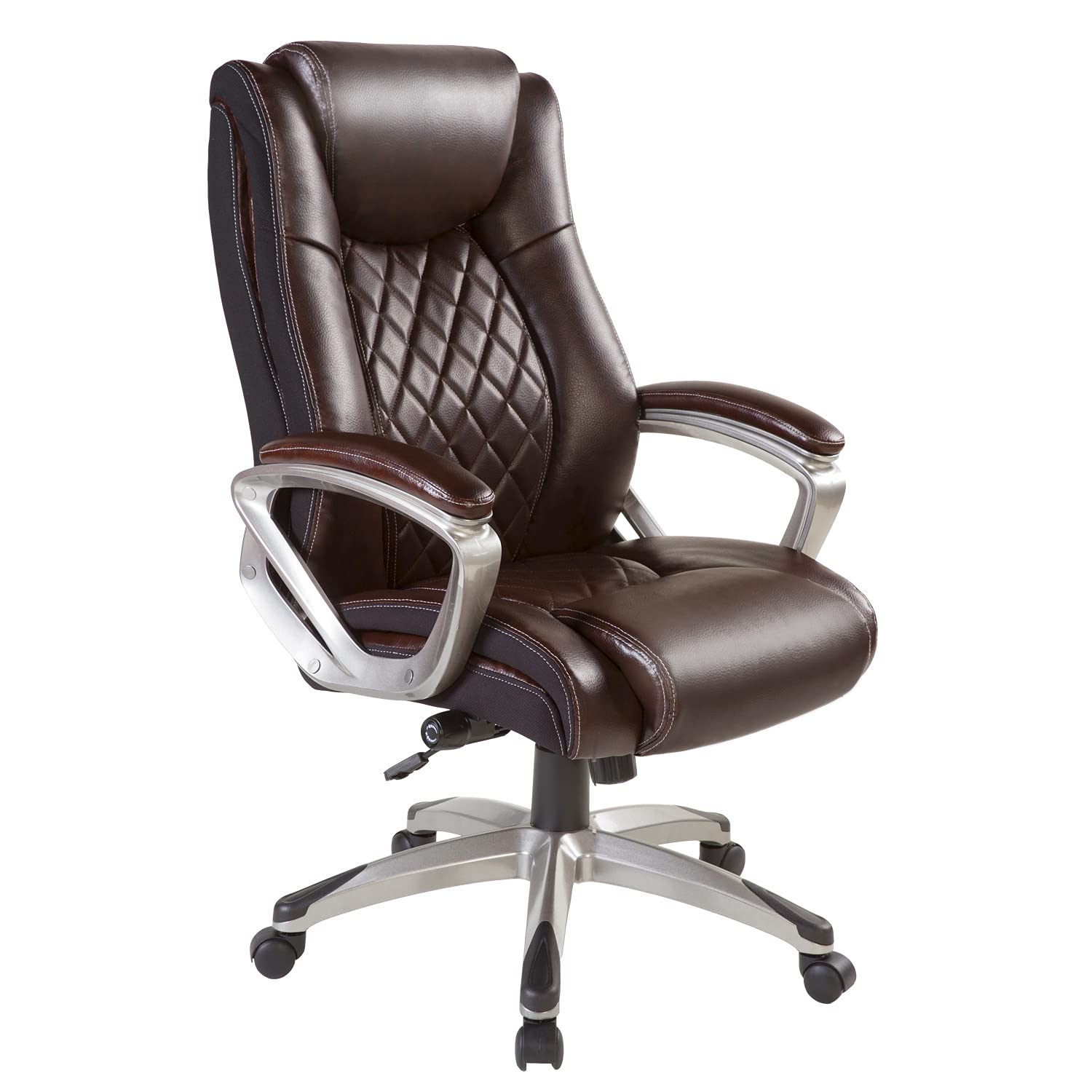 BOWTHY High Back Executive Office Chair 300lbs - Adjustable Built-in Lumbar Support, Ergonomic Leather Computer Desk Chair with Padded Armrest Swivel Chair for Home and Office (Brown)
