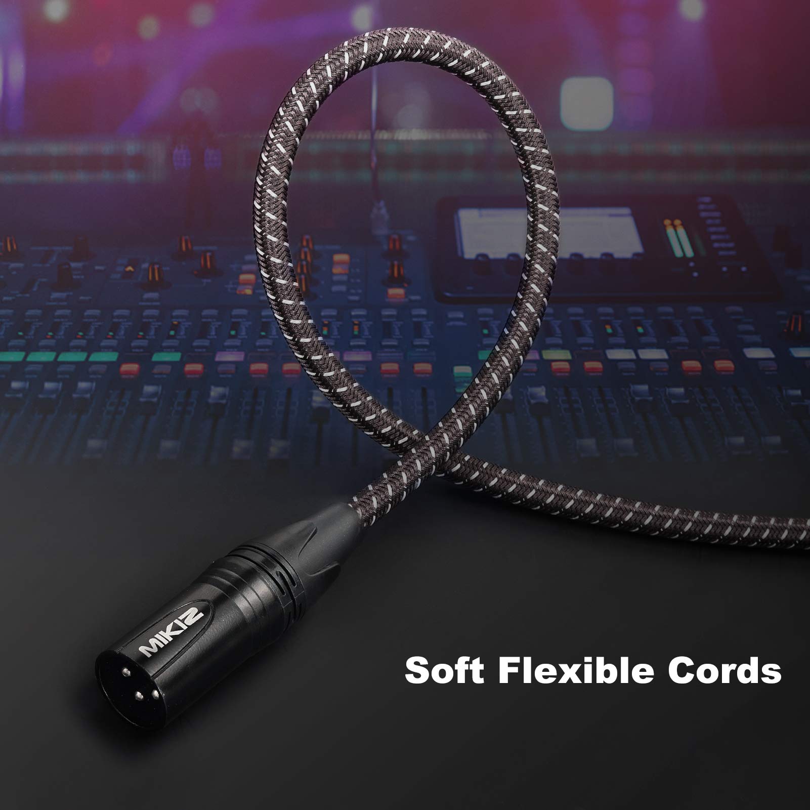 MIKIZ 6ft XLR Cables Braided 10 Packs Premium XLR Microphone Cable Male to Female Patch Cable 6 Feet