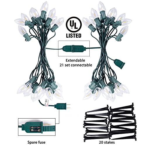 Brightown C9 Christmas String Lights Outdoor, 25.7 Feet 20 Bulbs Pathway Lights Waterproof Replaceable for Indoor Xmas Party Holiday Wedding Commercial Decorations (Warm, LED)