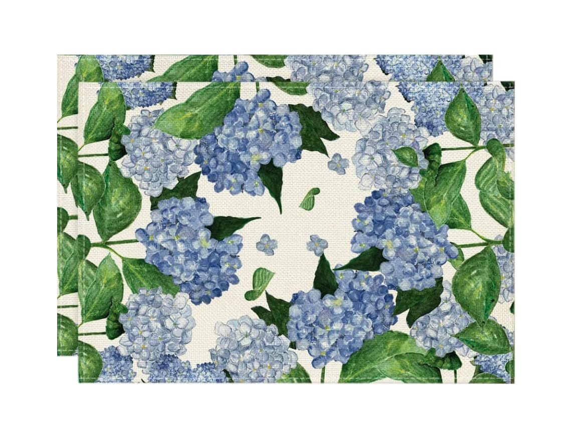 Blue Hydrangea Kitchen Placemat, Summer Kitchen Table Flag Home Party Party Interior and Exterior Decoration 12 x 18 inches -B 12x18 inch