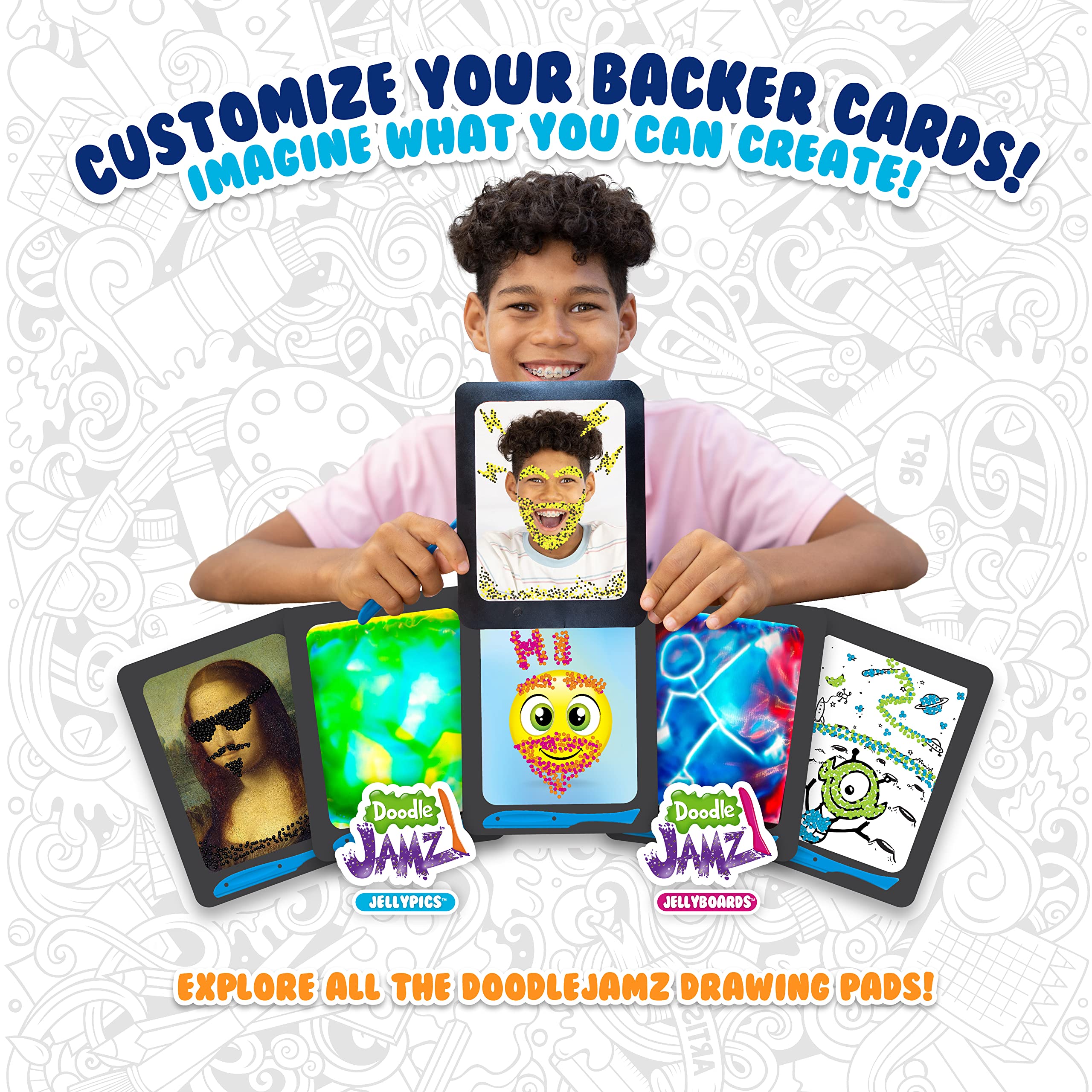 Sky Castle DoodleJamz JellyBoards — Squishy Drawing Pads Filled with Non-Toxic Sensory Gel – No-Mess Fidget Art – ASMR – Re-usable for Endless Artistic Creations (Blue and Red Gel)