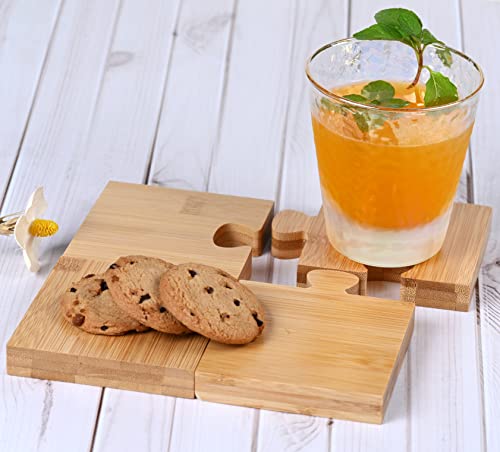 Coast2Coaster Wooden Bamboo Puzzle Coasters for Drinks and Trivet for Hot Pots, Pan Pad Holder, Countertops, End Tables, Coffee