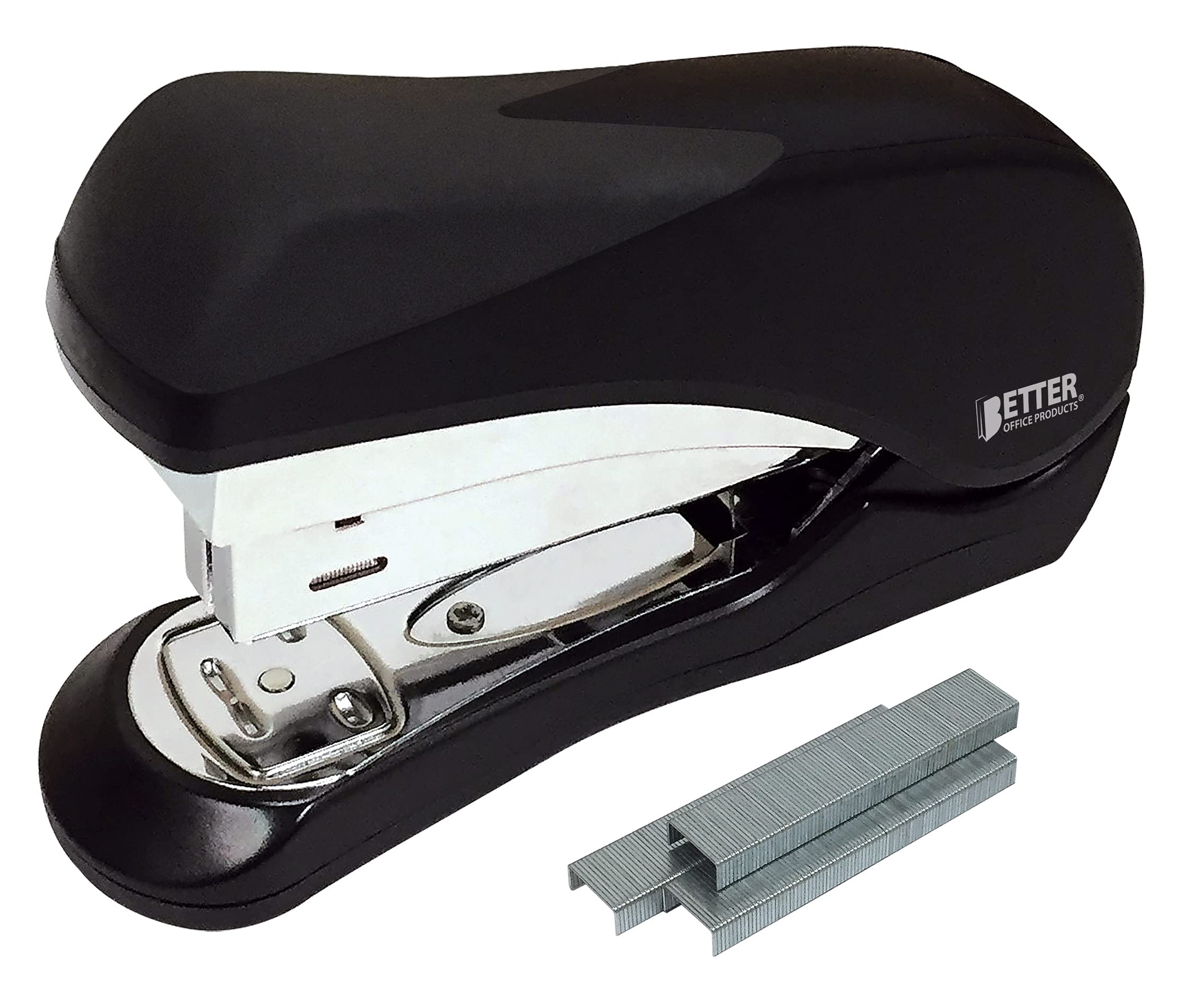 Better Office Products Heavy Duty Easy Grip Stapler, Effortless, with 1,000 Regular 1/4" Staples, High Capacity Compact Palm of Your Hand Size, Ergonomic Soft Grip