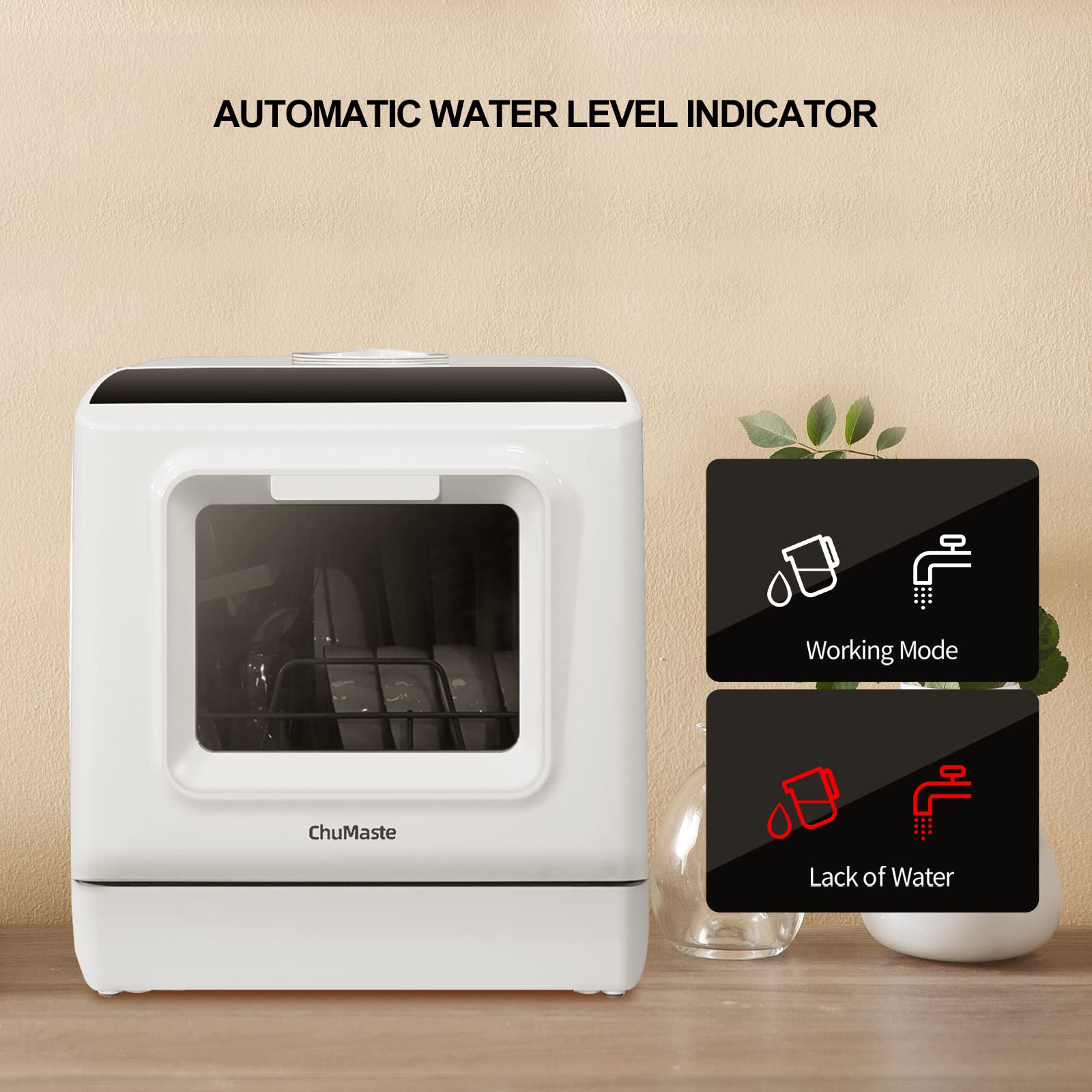 Dishwasher countertop,countertop dishwasher with water tank, leak-proof ,portable dishwasher with drying .360°spray with upper and lower double spray arms.With 5 washing modes.