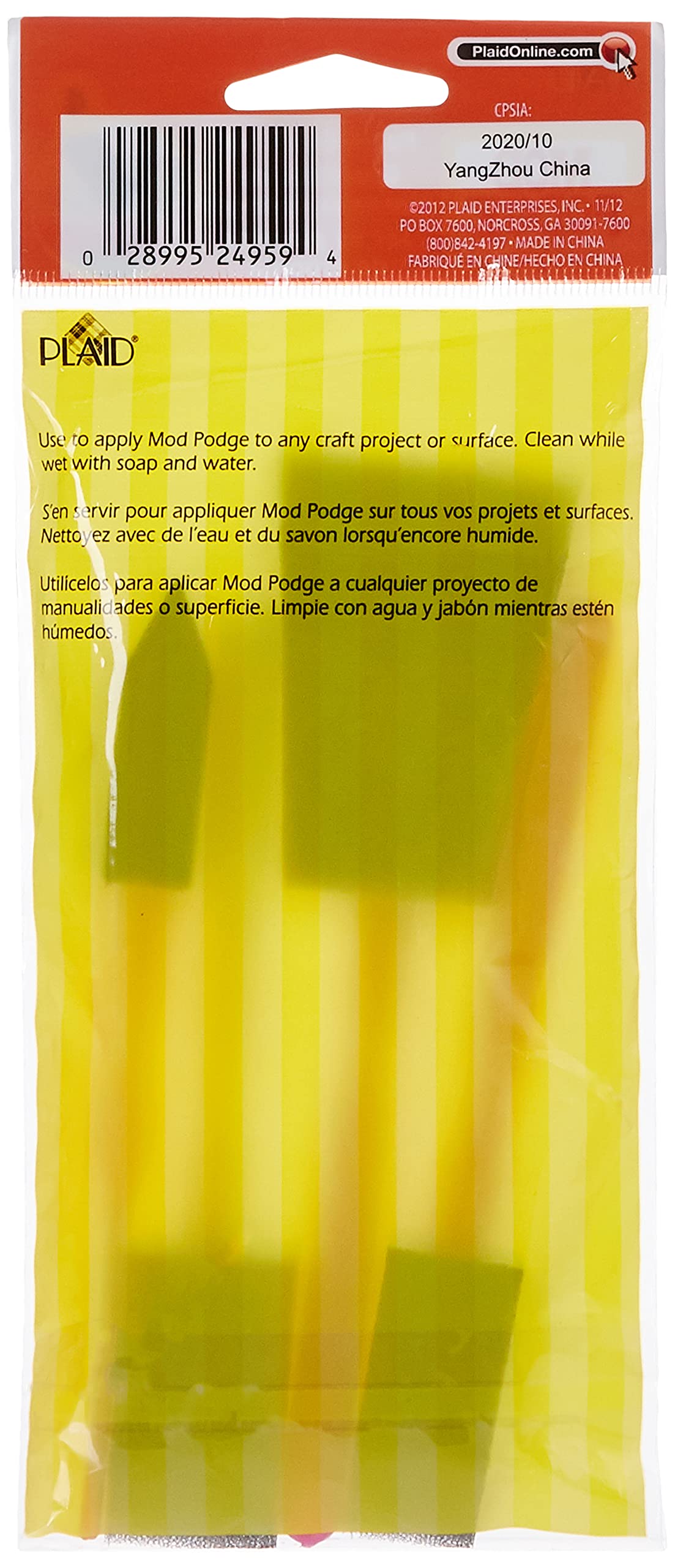 Mod Podge FBA Scrapbooking Foam Brush Set, (4-Piece), Assorted 4 Count