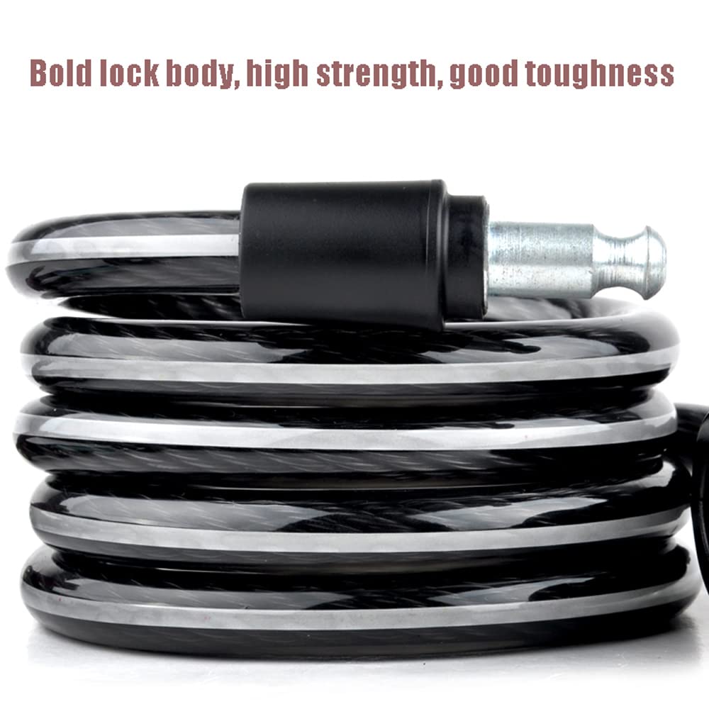 AZPINGPAN Bicycle Lock丨High-Brightness Reflective Alloy Lock, Mountain Bike Steel Cable Lock丨Outdoor Portable Self-Winding Pure Copper Lock Cylinder Riding Accessories (150 cm)
