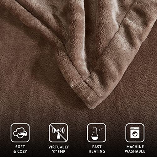 Beautyrest Heated Electric Blanket for Cold Weather, Fast Heating Heated Blanket, Auto Shut Off, Virtually Zero EMF, Multi Heat Setting, UL Certified, Mink Throw (60 inx70 in)