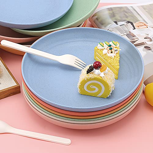 Dwrttow 12 Pack Wheat Straw Plates,9 Inch Lightweight Straw Plates,Plastic Plates Reusable,Unbreakable Deep Dinner Plates,Perfect for Dinner Dishes,BPA free & Eco-Friendly,Dishwasher & Microwave Safe