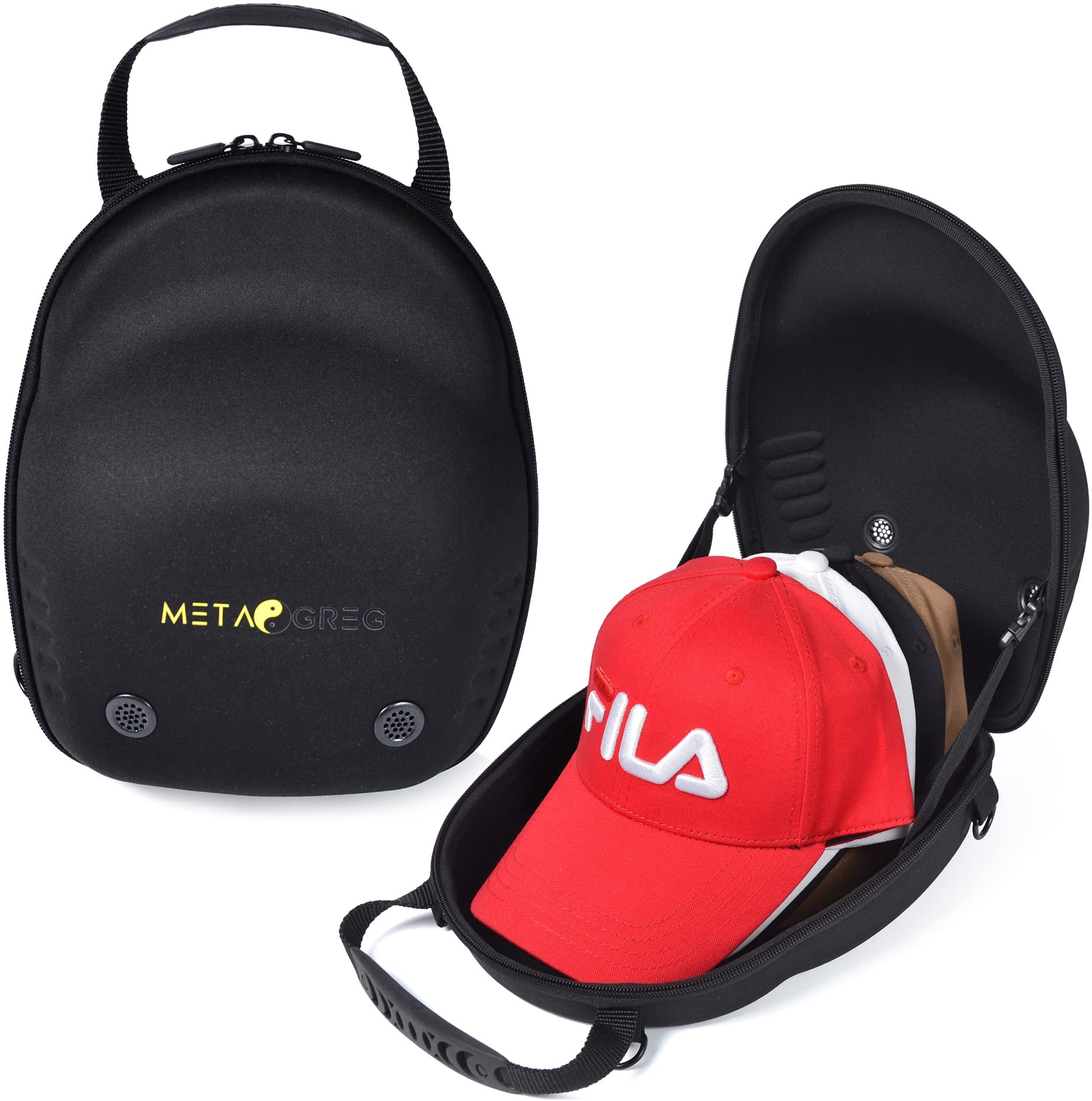 Cap Case for Baseball Caps - Cap Luggage Container - Storage for Baseball Caps Black