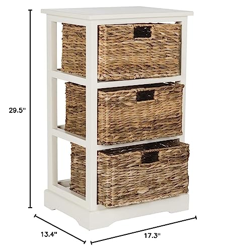 Safavieh American Homes Collection Halle Distressed Black 3 Wicker Basket Storage Side Table