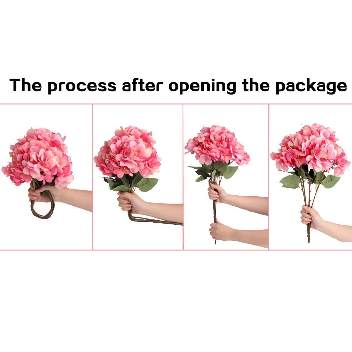Blooming Paradise Artificial Fake 5Flowers Plants Silk Hydrangea Arrangements Wedding Bouquets Decorations Plastic Floral Table Centerpieces Home Kitchen Garden Party Festival Bar DIY (Light Pink)