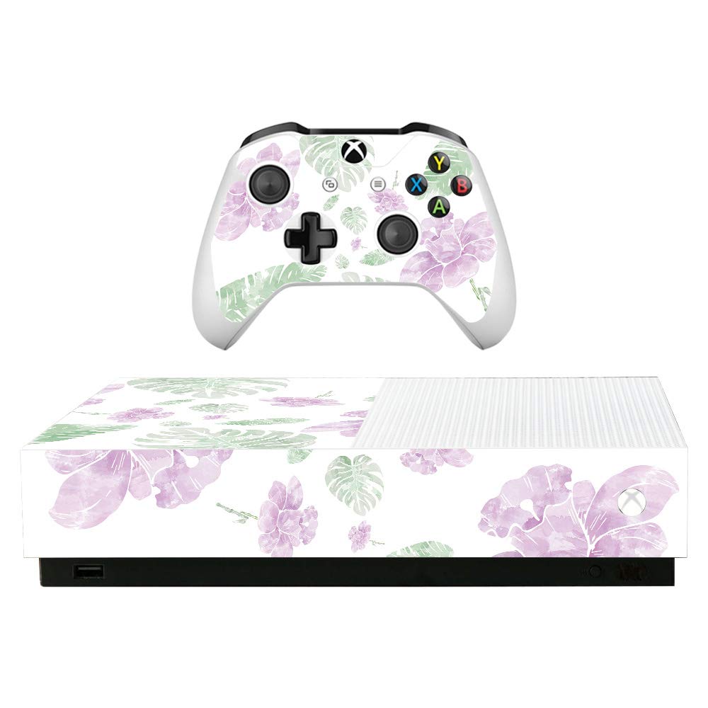 MightySkins Skin for Microsoft Xbox One S All-Digital Edition - Water Color Flowers | Protective, Unique Vinyl Decal wrap Cover | Easy to Apply, Remove, and Change Styles | Made in The USA