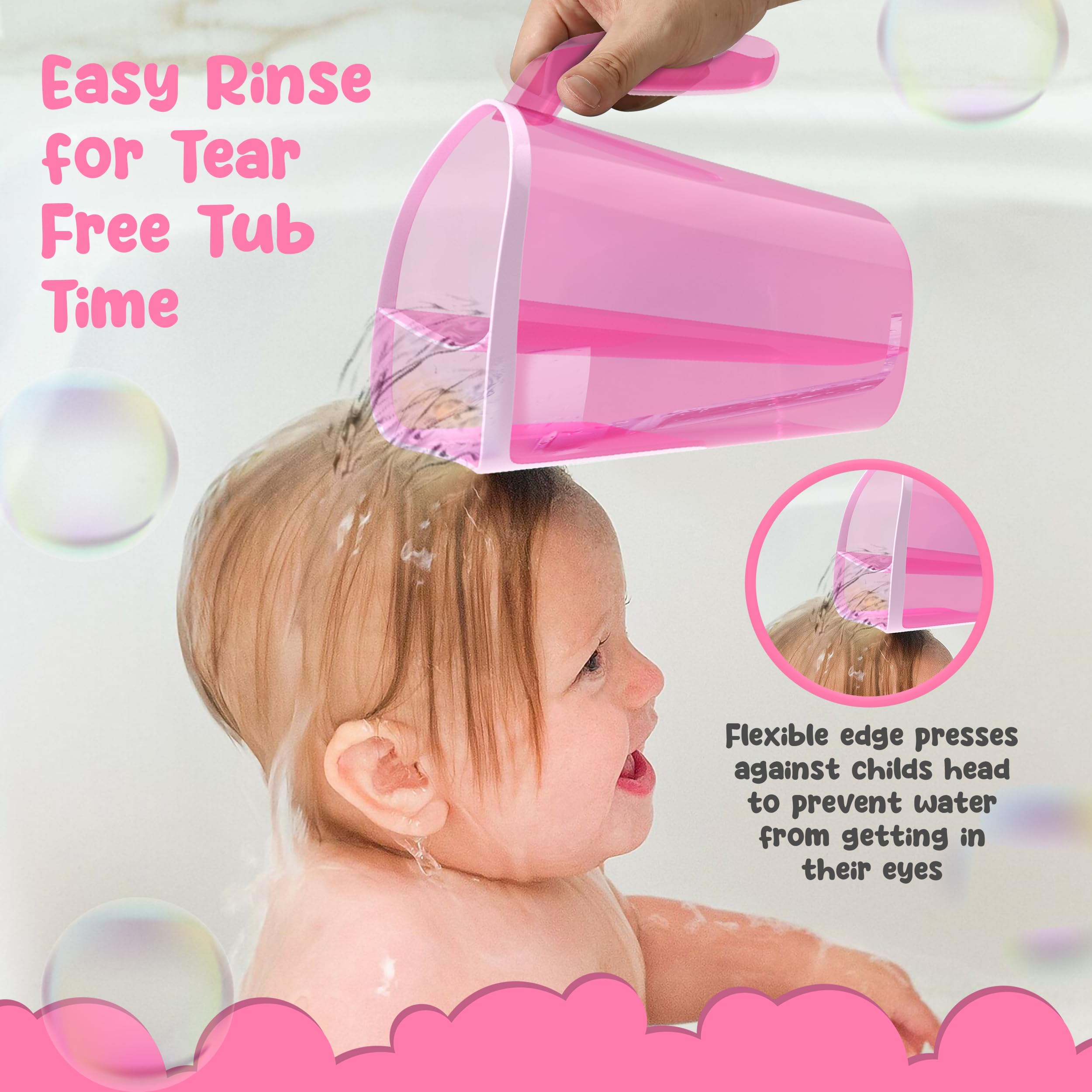 S.C. Products, Inc. Tear-Free Bathing Experience with Rinse Cup - Soft Flexible Edge, Comfortable Handling & 40 Oz Capacity
