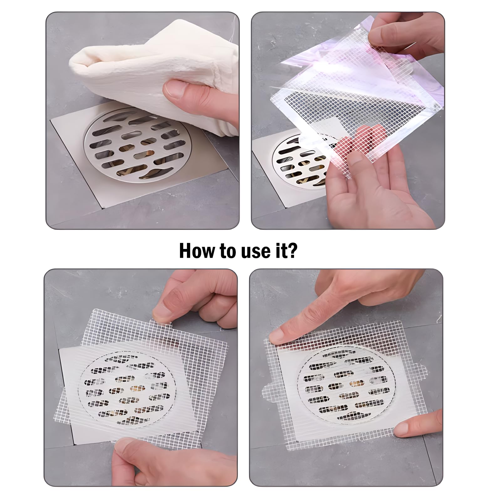 Disposable Shower Drain Hair Catcher 4.3'' Mesh Stickers, Bathroom, Laundry, Bathtub, Kitchen, Sink, for Human and Pet Hair Not Rot Anti-Blockage (20)
