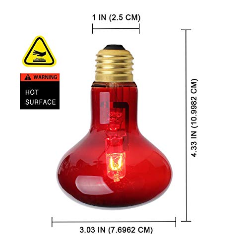 OMAYKEY 75W 2 Pack Infrared Heat Lamp Bulb Red Light Glass Heating Lamps Bulbs for Lizard Snake Bearded Dragon Chameleon Aquarium Reptiles & Amphibians