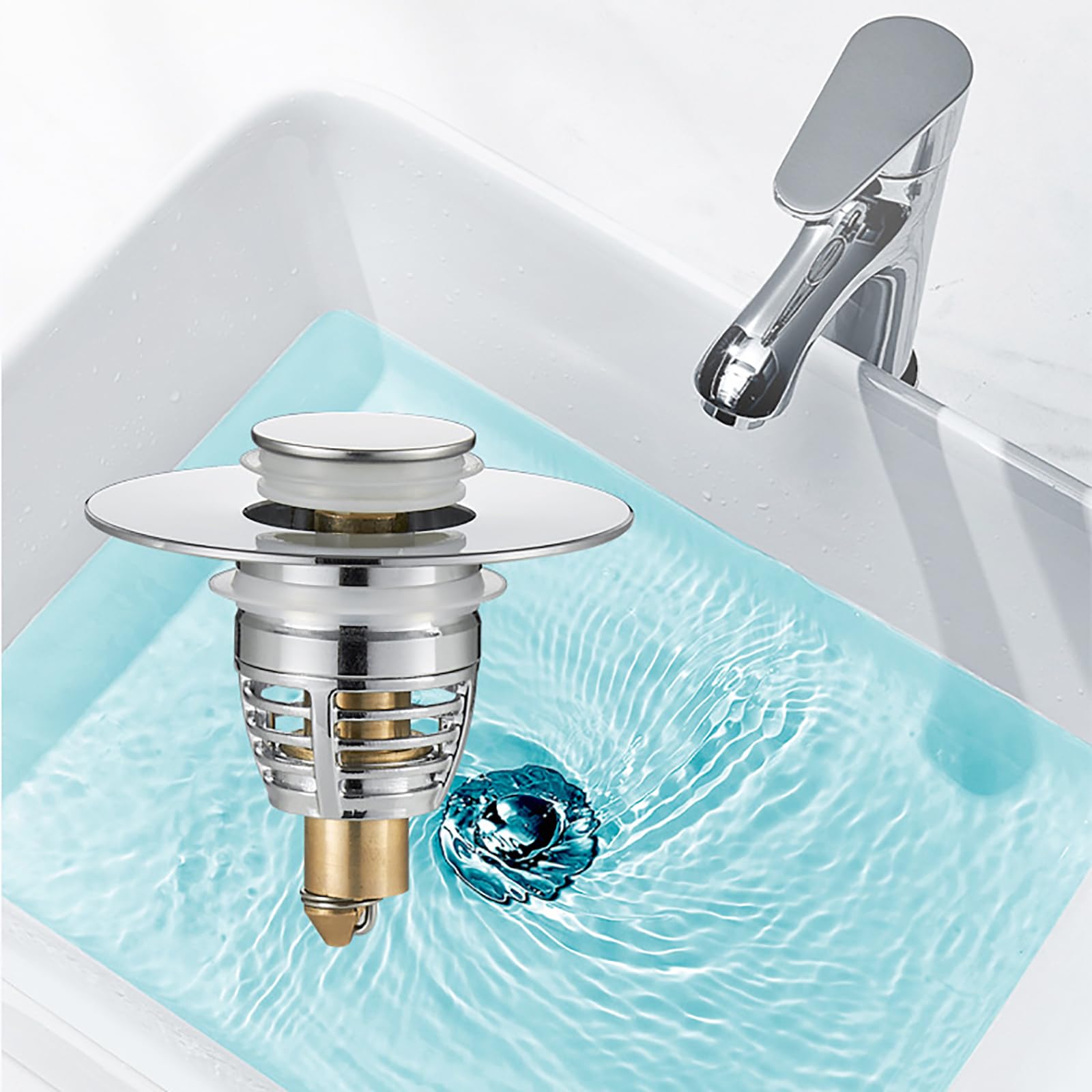 EIFER 4-Pack Bathroom Sink Stopper Set with Copper Core - Universal Fit, Odor-Proof, Tool-Free Installation