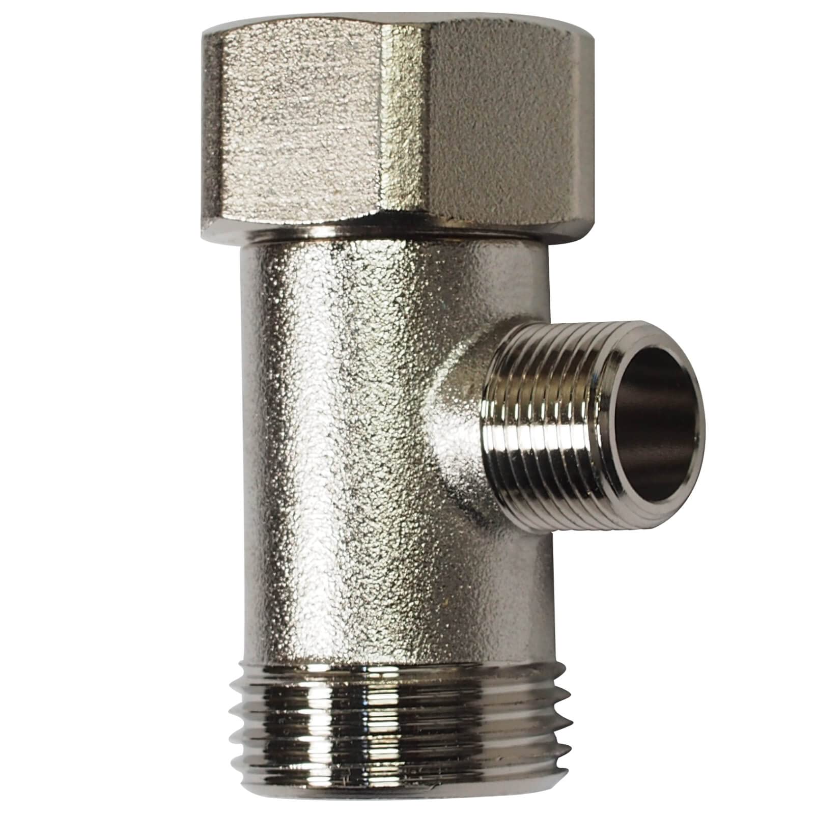 Bidet T Adapter - T Valve Adapter for Bidet, 15/16″ x 15/16″ x 9/16″ or 7/8″ x 7/8″ x 9/16″, Brass Coated Nickel, 3 Way Adapter or Tee Connector