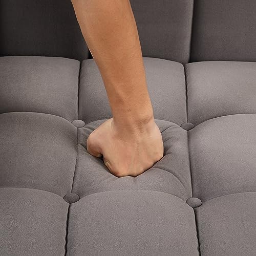 Merax, Grey 89" Modern Upgraded Sofa Dutch Fluff Soft Upholstered Couch Loveseat with Solid Wood Legs,Buttoned Tufted Backrest