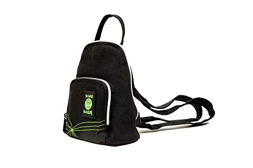 DIME BAGS Club Mini Backpack | Stylish Mini Hemp Backpack with Secret Pocket (Black)