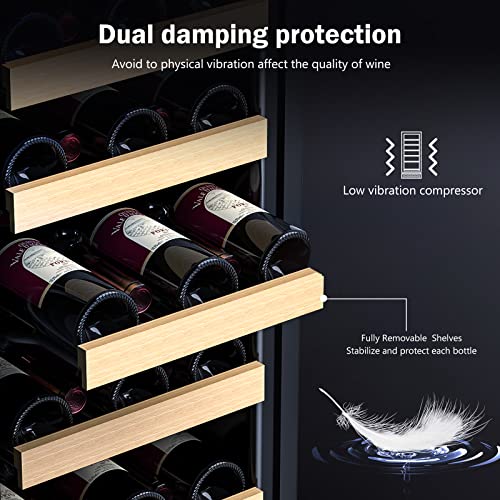 ROVRAk Upgrade Wine Cooler Refrigerator, 15 Inch 32 Bottle, Fast Cooling Low Noise and Frost Free Wine Fridge with Digital Temperature Control, Compressor Wine Cooler for Built-in or Freestanding