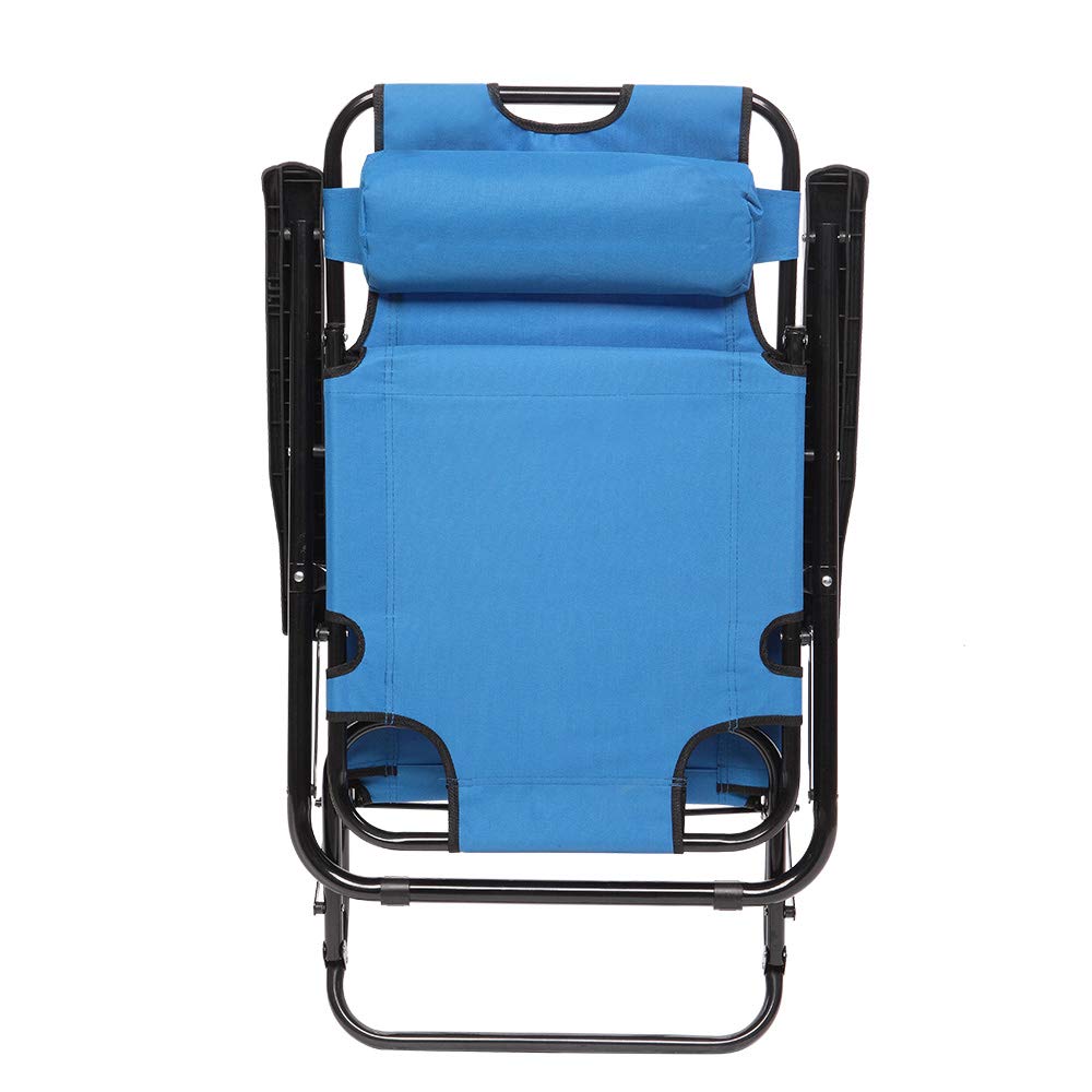 Volowoo Outdoor Folding Chaise Lounge Chair, Adjustable Portable Lightweight Reclining Garden Sun Lounger Camping Bed for Patio, Deck, and Poolside (Blue)
