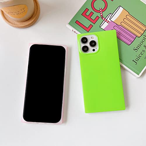 COCOMII Square Case Compatible with iPhone 13 Pro - Slim, Glossy, Solid Color, Electrifying Neons, Easy to Hold, Anti-Scratch, Shockproof (Neon Pink)