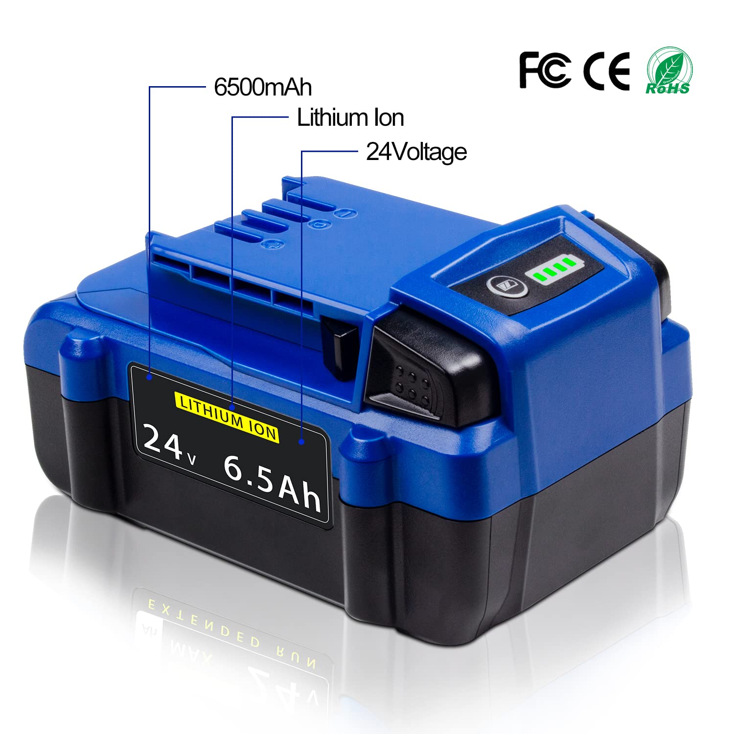 DTK Replacement for Kobalt 24V Battery 6.5Ah Lithium Ion Batteries KB624-03 KB524-03 KB424-03 KB224-03 KB124-03 Compatible with Kobalt 24V Cordless Tool(2Pack)