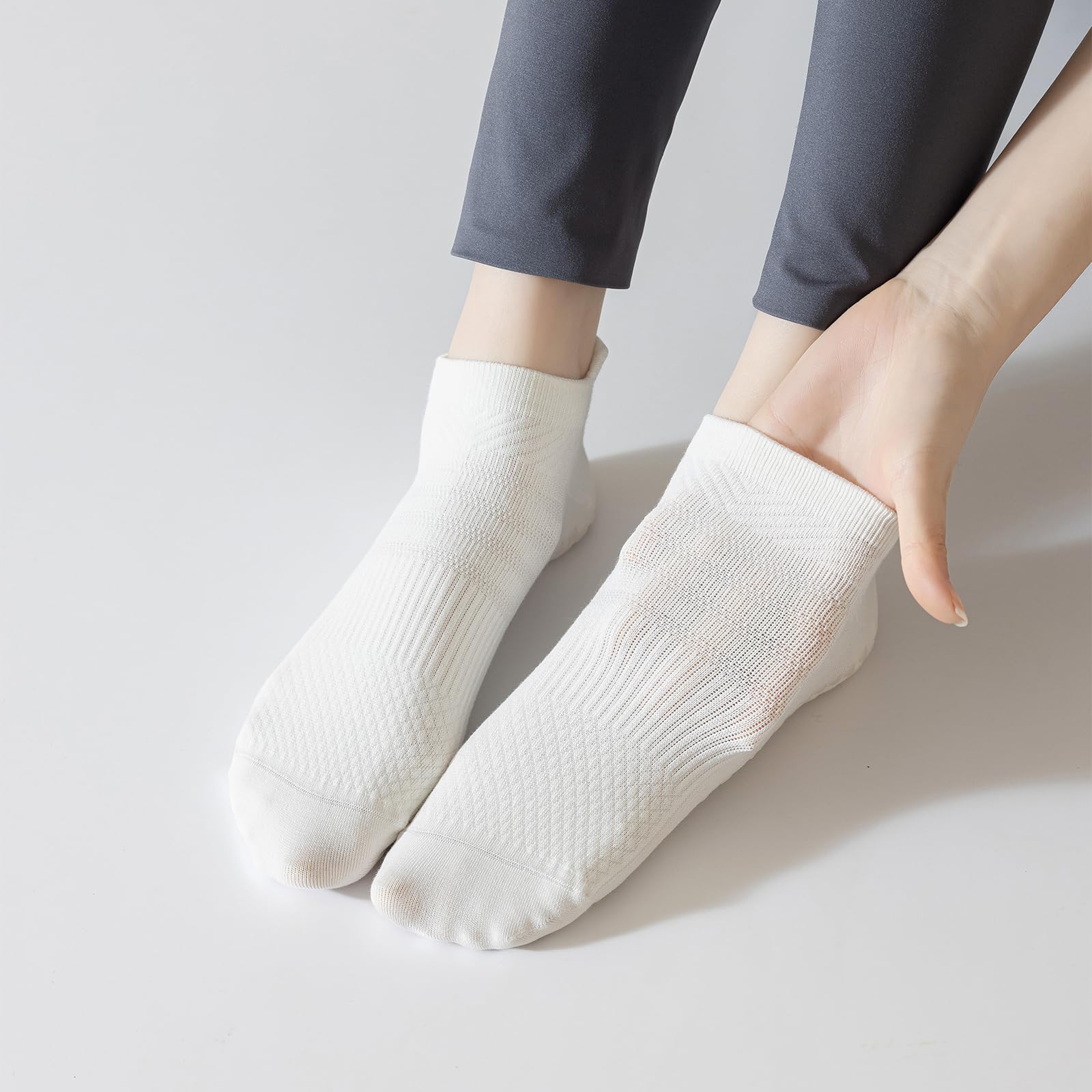 BIVOLU Non Slip Yoga Socks for Women Pilates,Barre,Workout,Dance Mesh Lace Anti-Skid Socks 3 Pack
