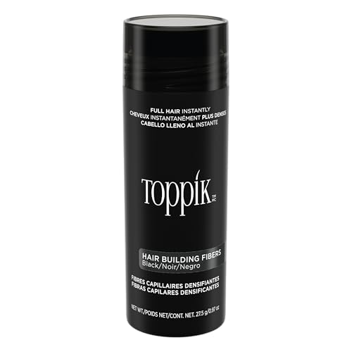 Toppik Hair Building Fibers, Black, 27.5g | Fill In Fine or Thinning Hair | Instantly Thicker, Fuller Looking Hair | 9 Shades for Men & Women