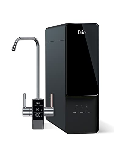Brio AQUUS TROE600COL Reverse Osmosis Water Filtration System, 4-Stage Tankless RO Water Filter System for Under Sink, 600 GPD, 1.5:1 Pure to Drain, Reduces TDS, Smart Faucet, USA Support, Black