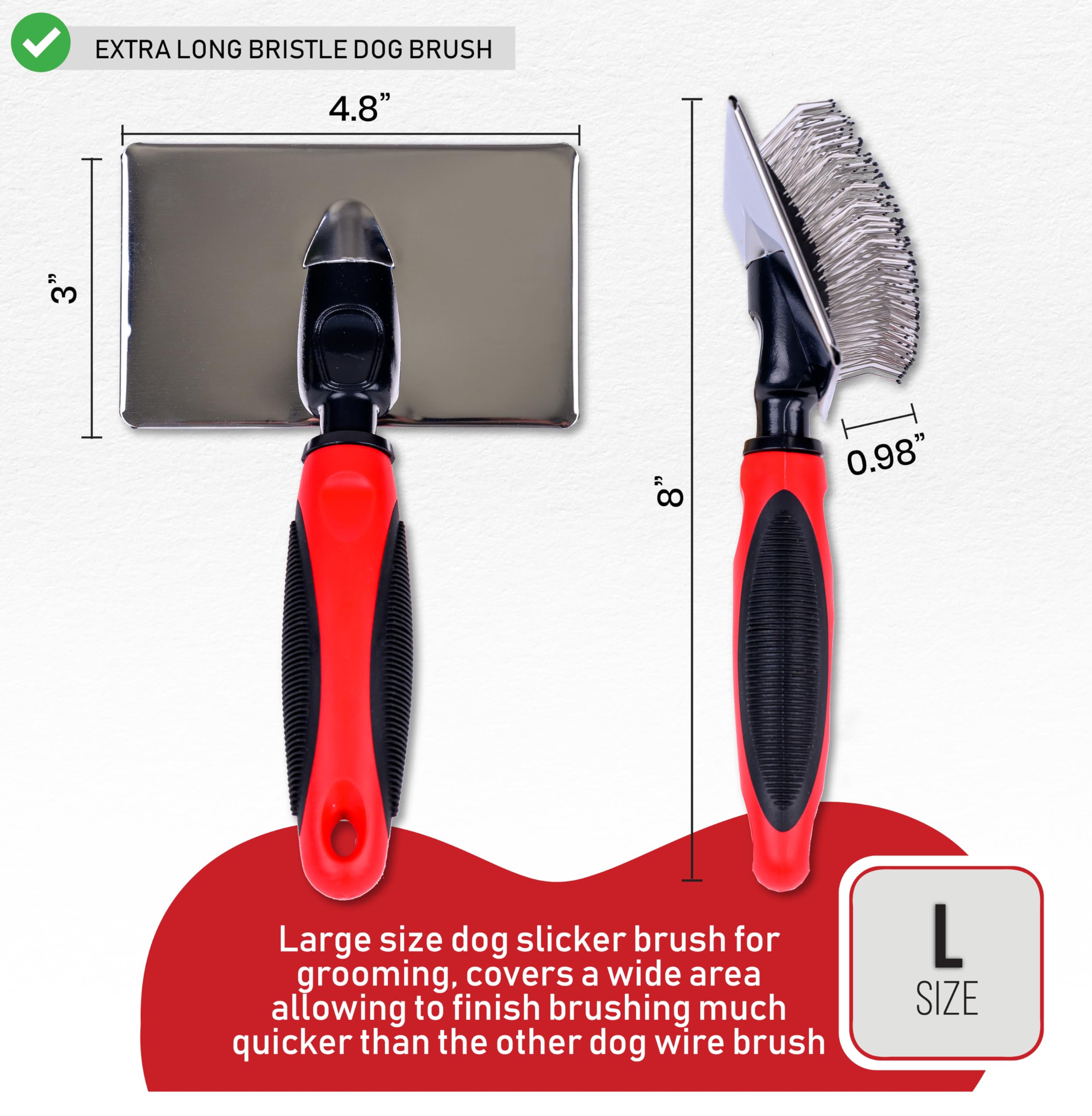 Bixy Pixy Slicker Brush for Dogs With Coated Tips - Extra Long Pins Removes Tangles - Doodle and Goldendoodle Brush Goes Deep Into Undercoat - Golden Retriever Brush for Shedding - Cepillo Para Perros